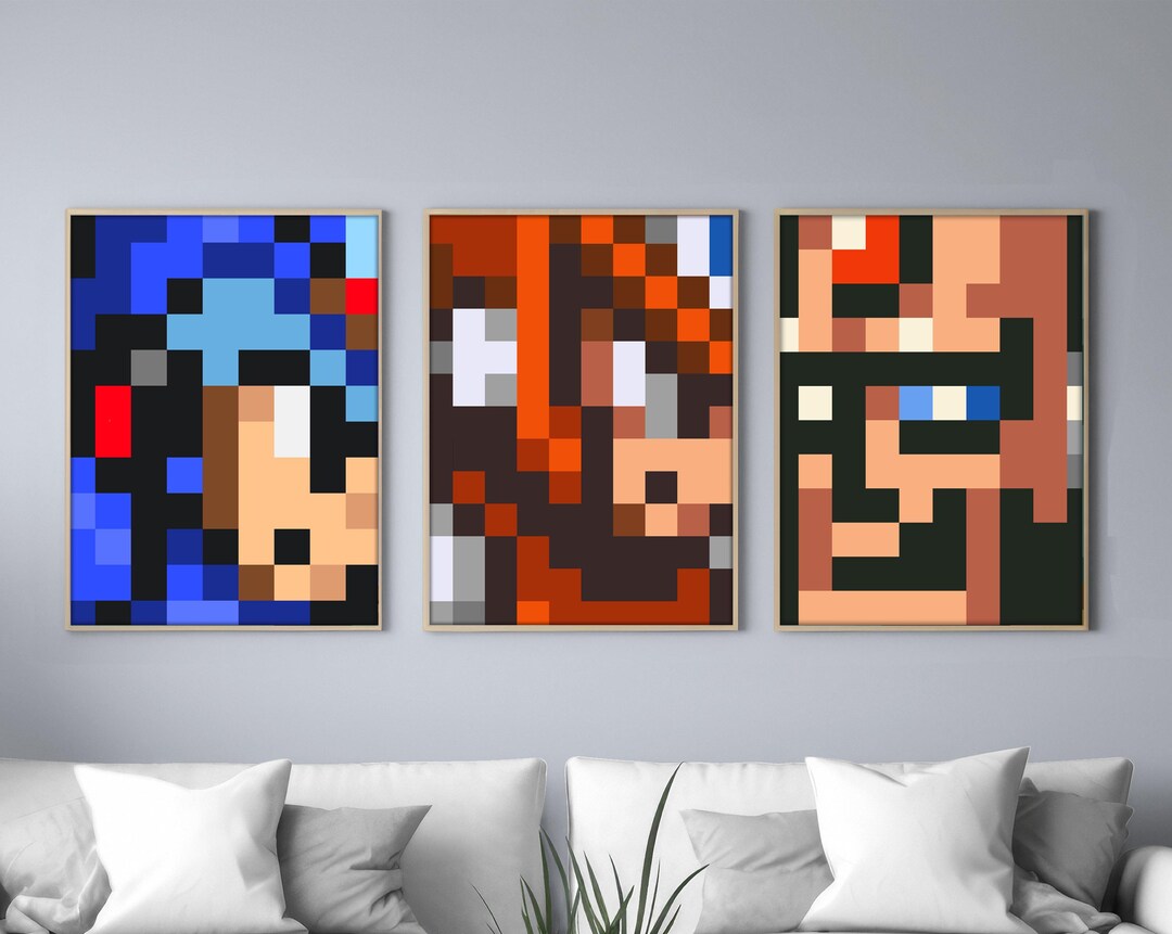 Set of 3 Mega Man Pixel Art Posters | Mega Man Poster | Zero Poster | Sigma Poster | Retro Pixel ...