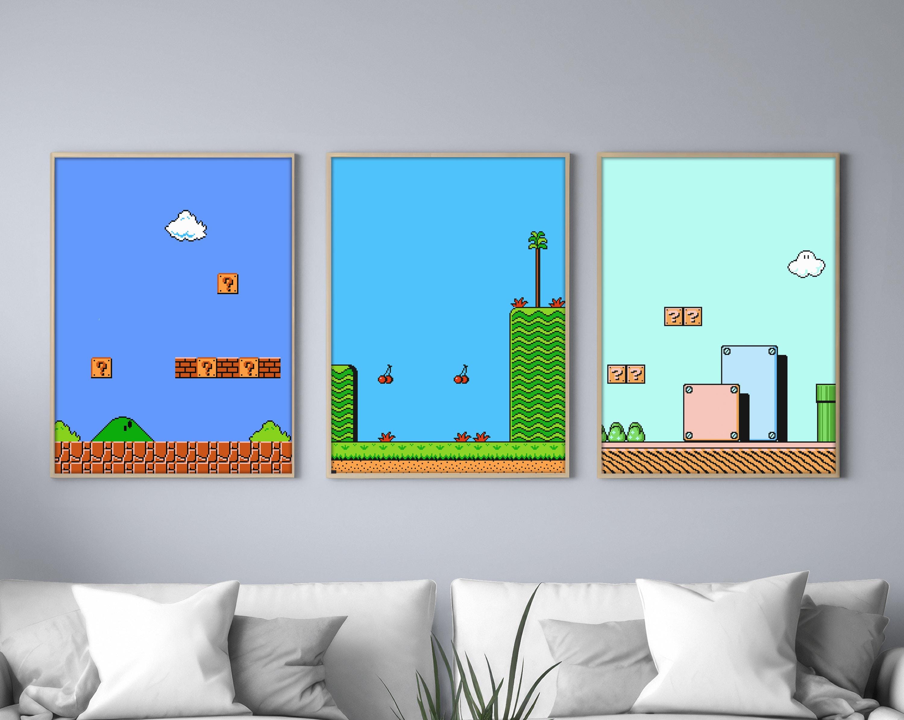 Set of 3 Mario Bros 1-1 Posters | Retro Gaming Art | Classic Mario Wall ...