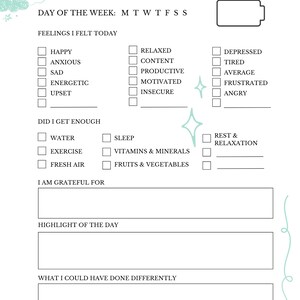 Daily Mood Tracker Printable Mood Journal Emotion Tracker Mood Chart ...