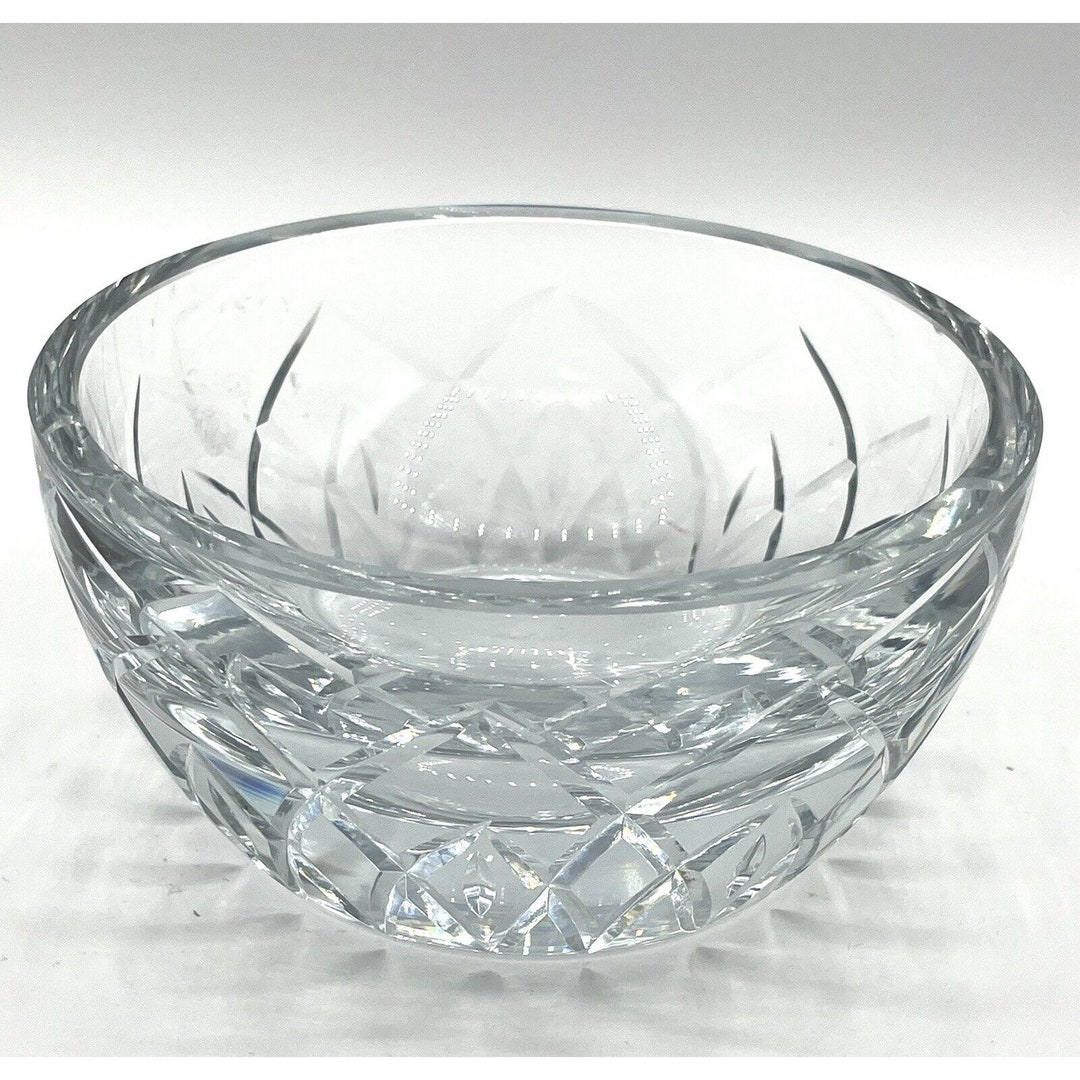 Signed Block Crystal Bowl, Round Sparkle Pattern (5 1/8") - Etsy