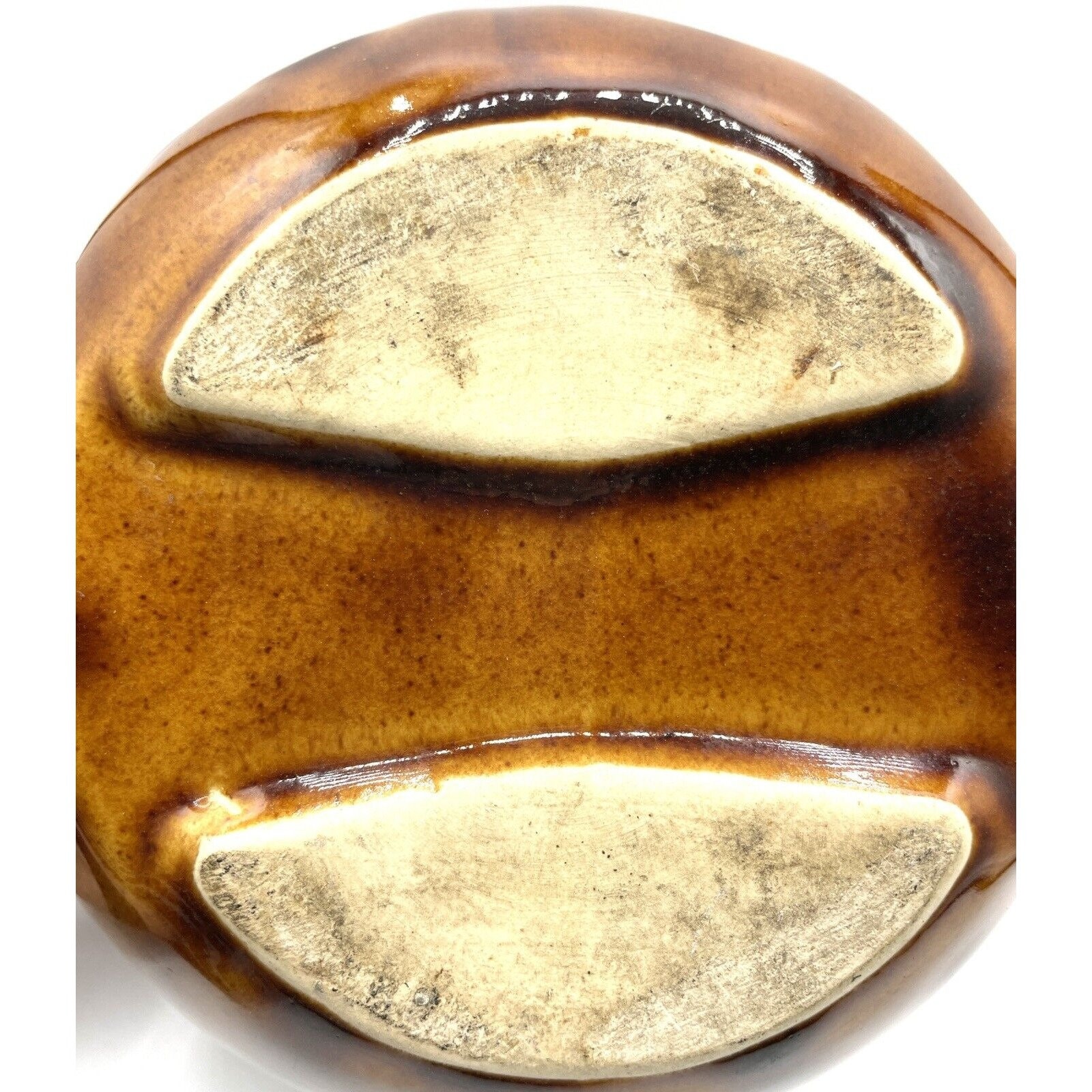 MCM Gold Drip Glaze Ceramic Planter Flared Rim Striped Gold Rust Round ...