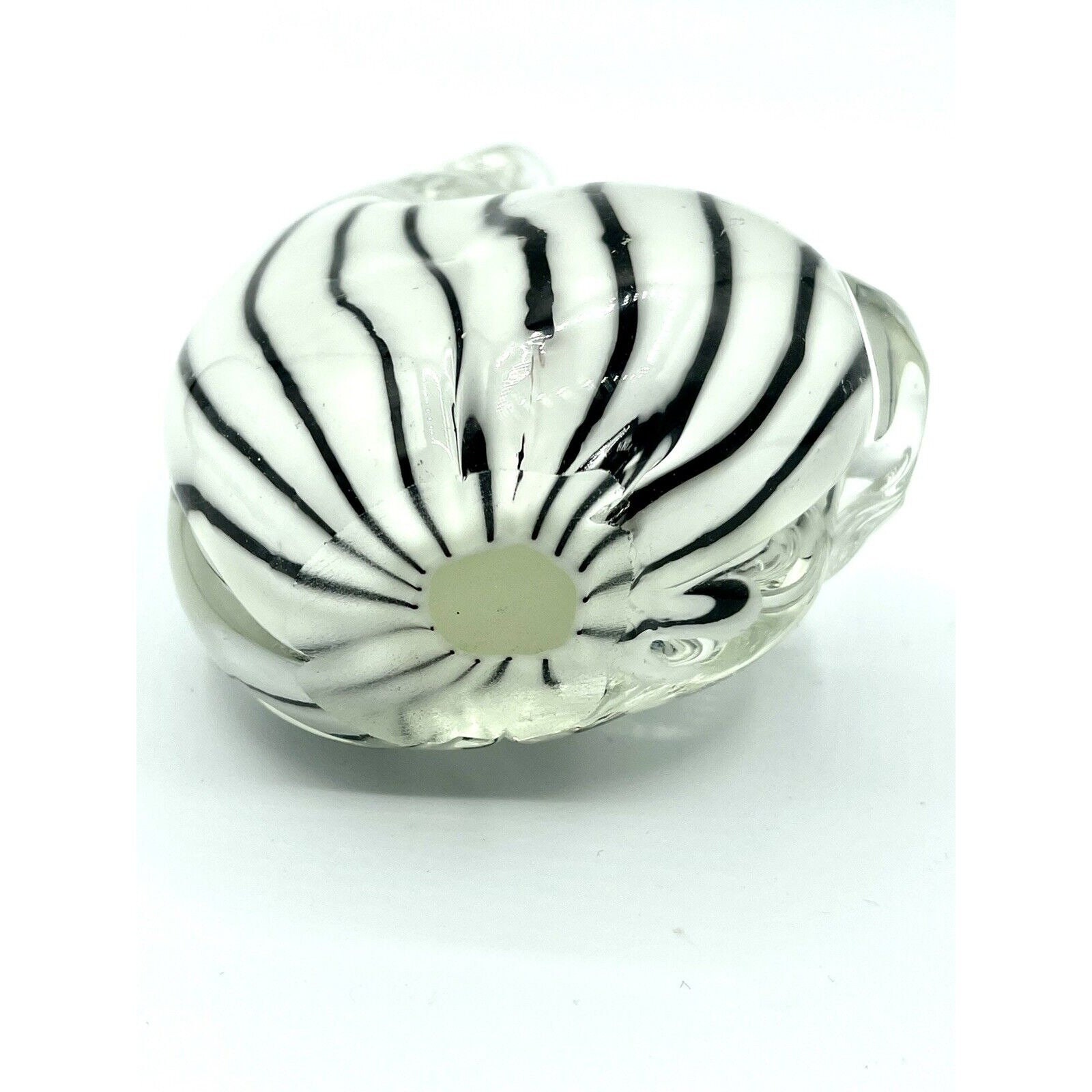 Art Glass Zebra Figurine Black White Stripes Hand Blown Paperweight MCM ...