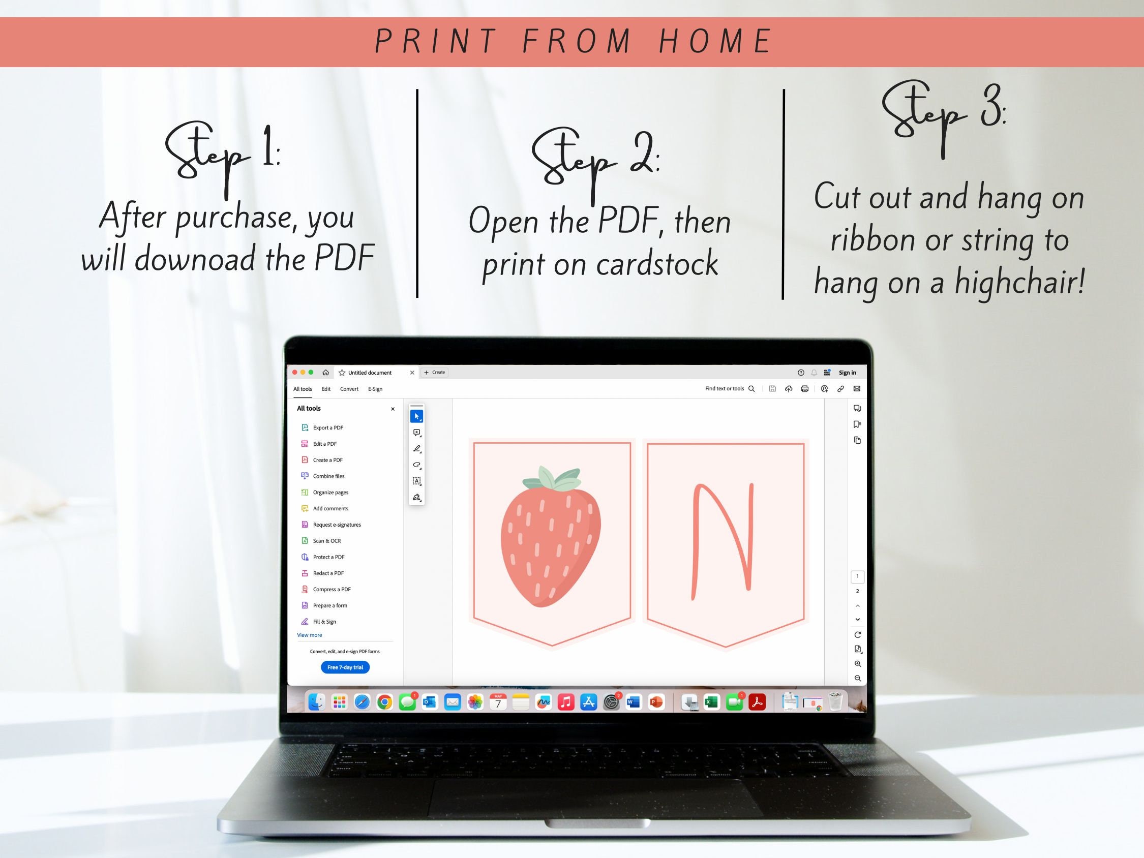 Berry First Birthday High Chair Banner, Berry 1st Birthday, Printable ...