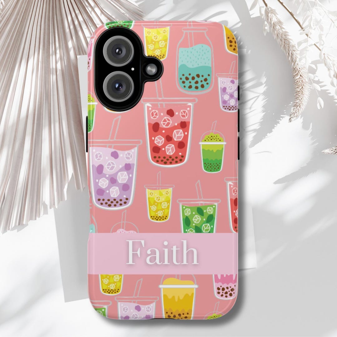 Boba Tea iPhone 16 Case Pro Max Plus, Custom iPhone 12 13 14 15, S23 ...