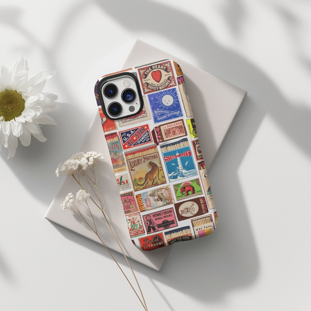 Vintage Matchbox Collage Phone Case, Matchbox Print, Mosaic Phone Case ...