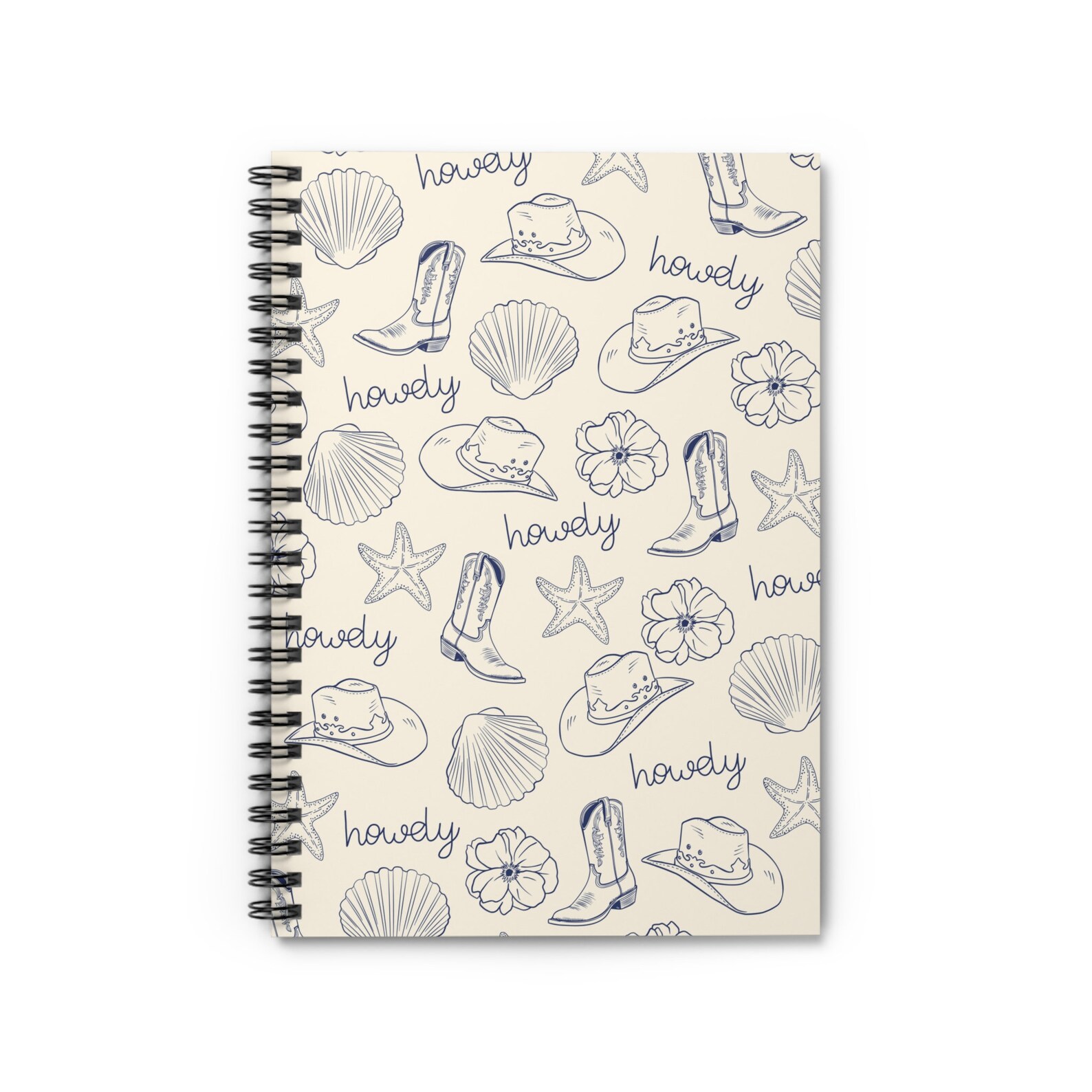 Cream Coastal Cowgirl Ocean-inspired Collage Spiral Notebook, Beachy ...