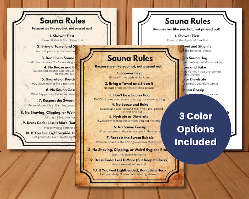 Funny Sauna Rules Printable Sign for Sauna, Gym or Spa - Etsy