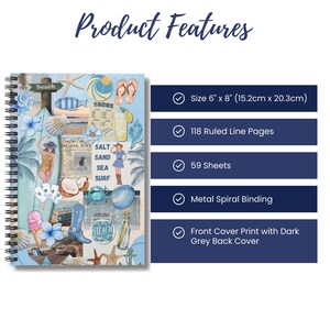 Beach Coastal Cowgirl Collage Spiral Notebook, Ocean-inspired Style ...