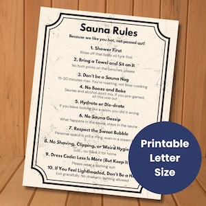 Funny Sauna Rules Printable Sign for Sauna, Gym or Spa - Etsy