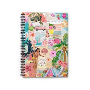 Pink Beach Summer Coquette Collage Spiral Notebook, Coconut Girl ...