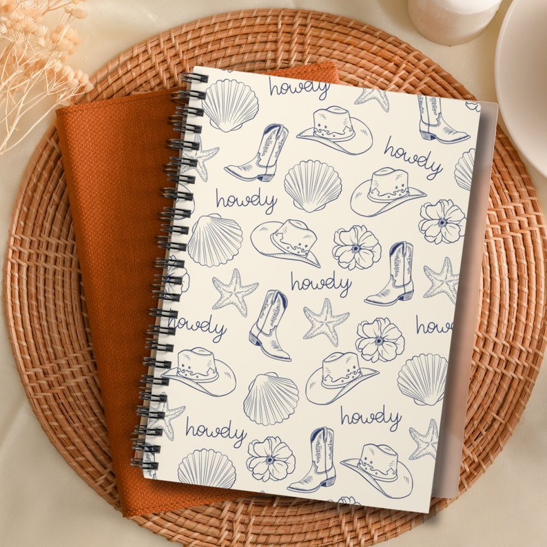 Cream Coastal Cowgirl Ocean-inspired Collage Spiral Notebook, Beachy ...