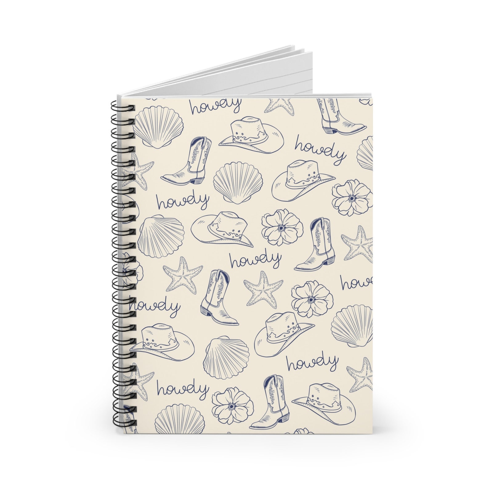 Cream Coastal Cowgirl Ocean-inspired Collage Spiral Notebook, Beachy ...