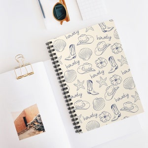 Cream Coastal Cowgirl Ocean-inspired Collage Spiral Notebook, Beachy ...