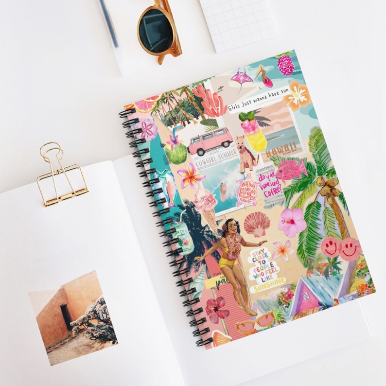 Pink Beach Summer Coquette Collage Spiral Notebook, Coconut Girl ...