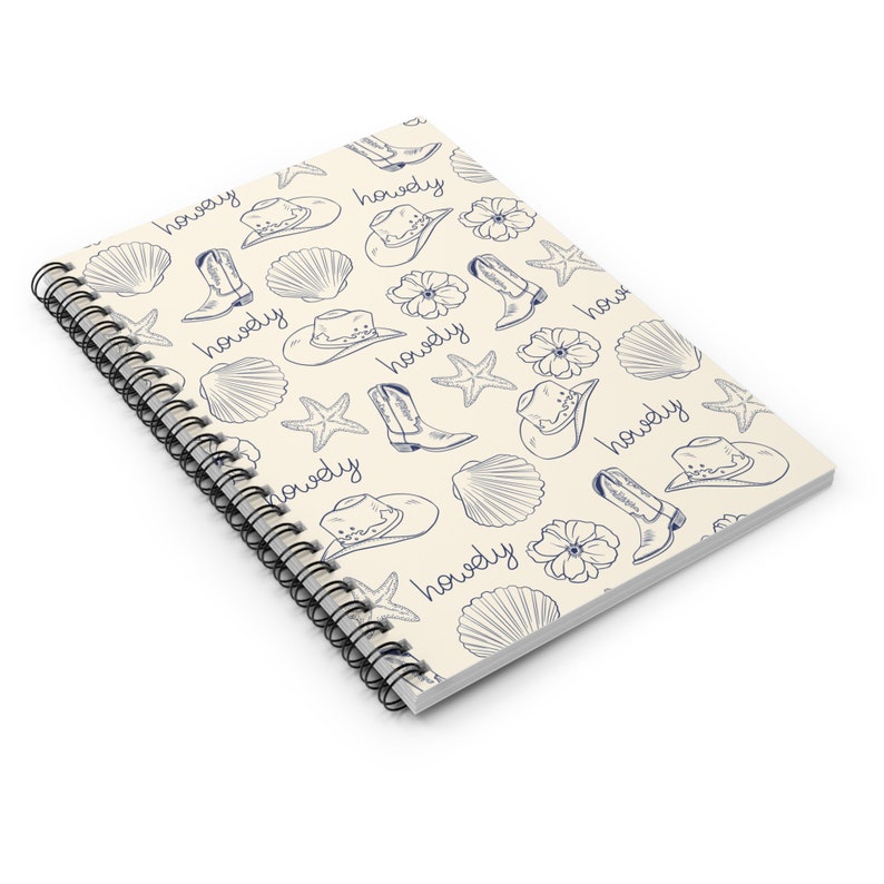 Cream Coastal Cowgirl Ocean-inspired Collage Spiral Notebook, Beachy ...