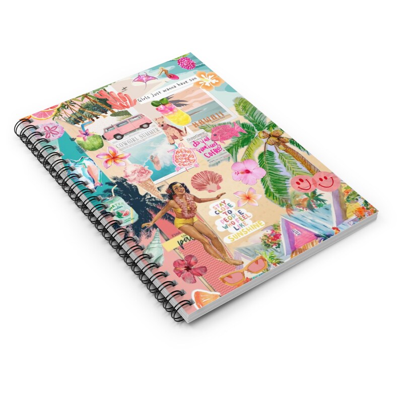 Pink Beach Summer Coquette Collage Spiral Notebook, Coconut Girl ...