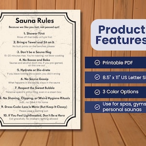 Funny Sauna Rules Printable Sign for Sauna, Gym or Spa - Etsy