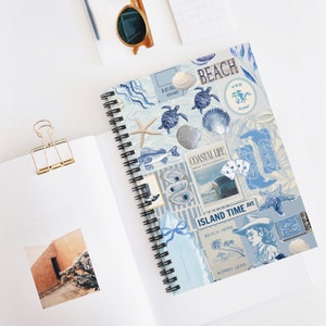 Coquette Coastal Cowgirl Collage Spiral Notebook, Blue Bow Coquette ...