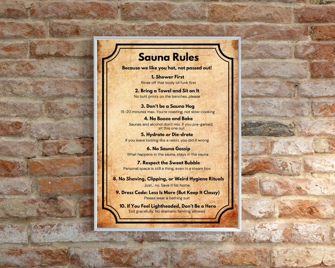Funny Sauna Rules Printable Sign for Sauna, Gym or Spa - Etsy