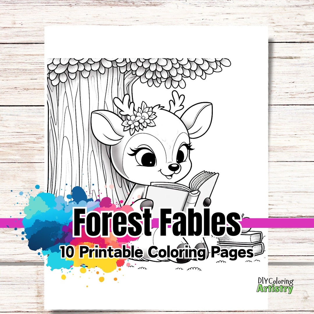 Forest Animals Coloring Page Printable for Adults Relaxing Art Download ...