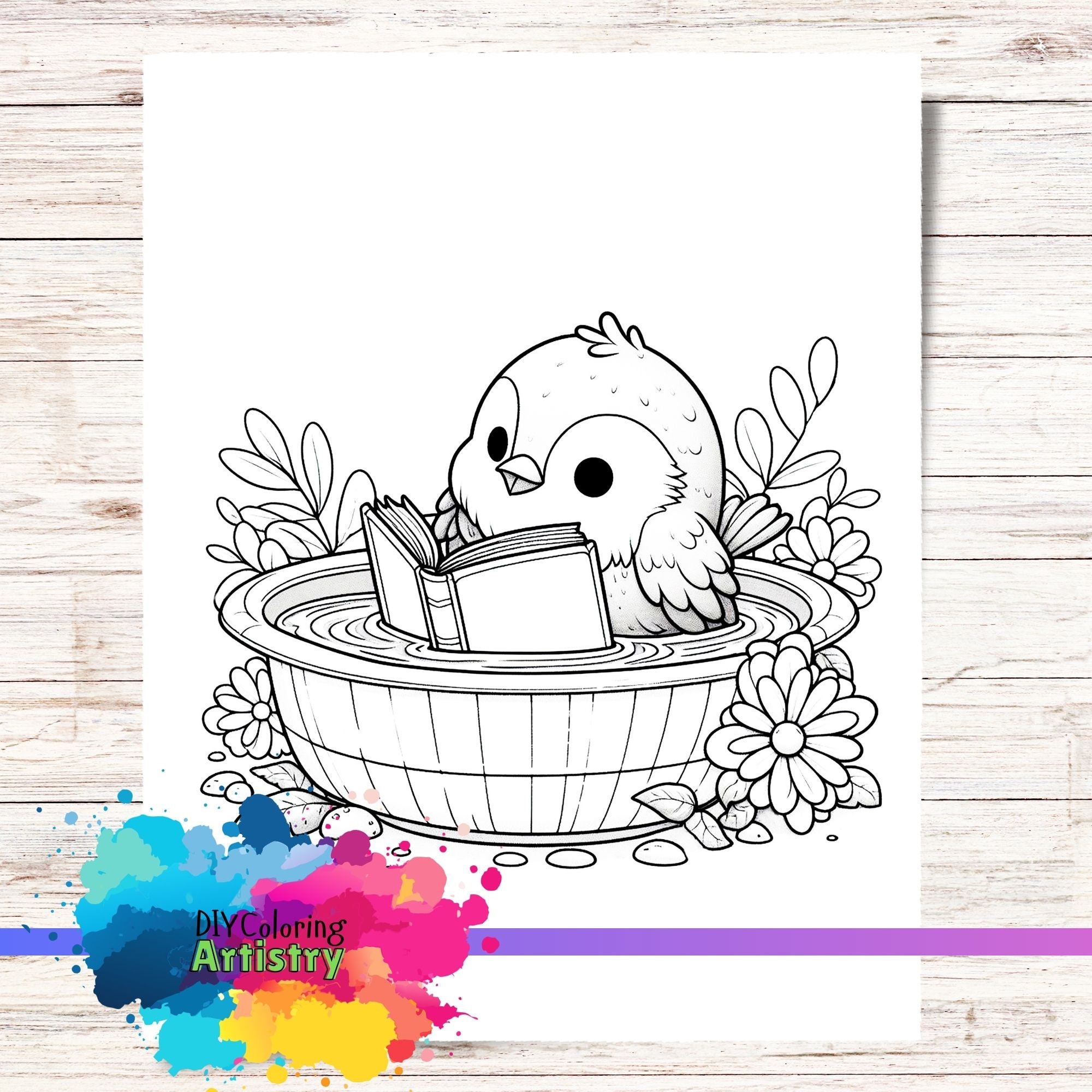 Cute Birds Coloring Page Printable for Adults Relaxing Nature Art ...