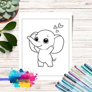 Baby Elephants Coloring Pages Set Cute Printable Coloring Sheets for ...