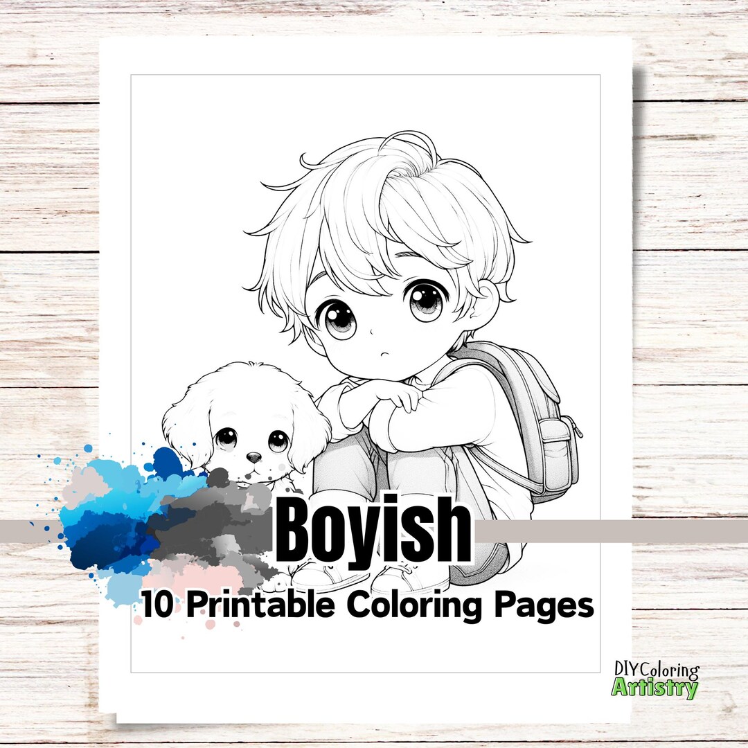 Boyish Coloring Book Pages for Adults Cute Boys Printable Coloring ...