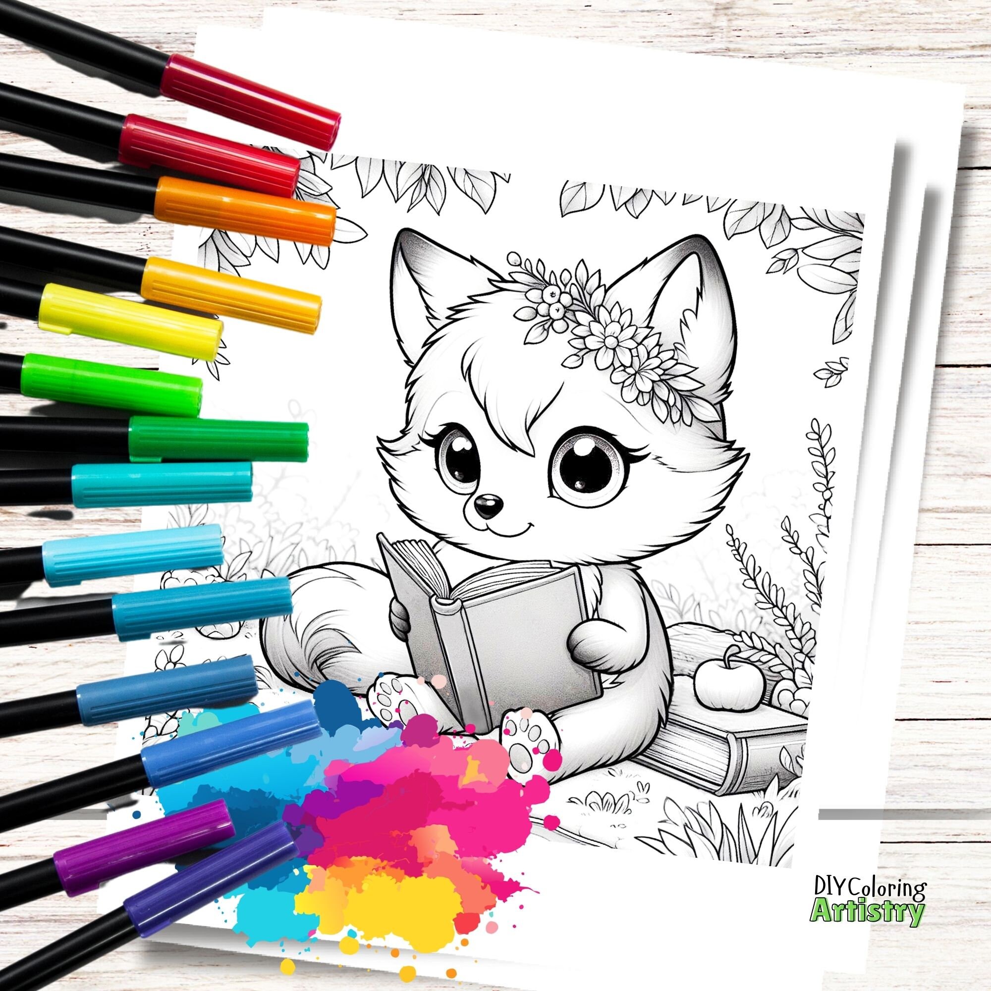 Forest Animals Coloring Page Printable for Adults Relaxing Art Download ...