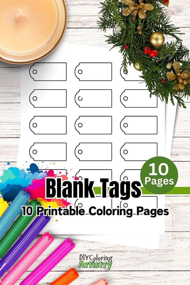 Blank Printable Christmas Tags Holiday Labels DIY Wrapping Tags Multiple Sizes Personalized Gift ...