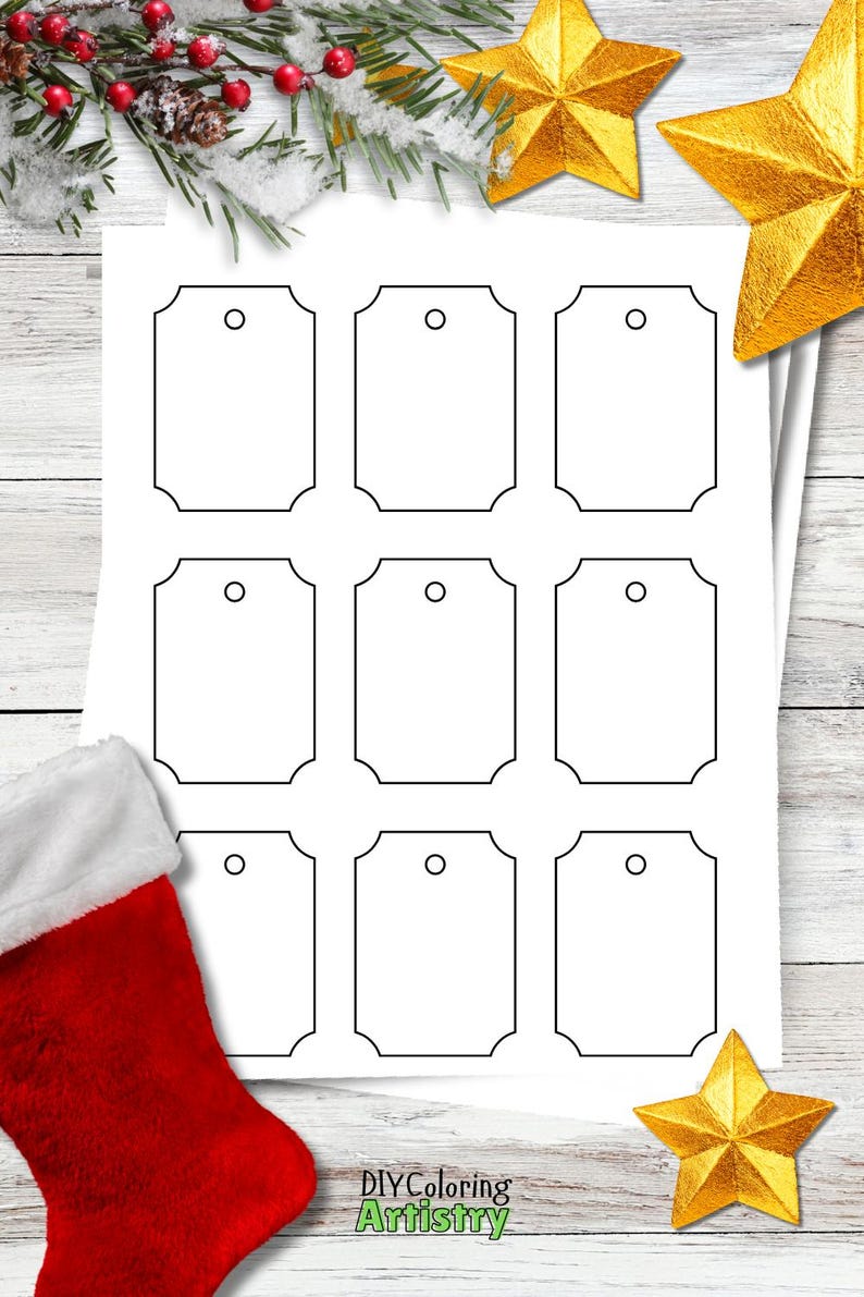 Blank Printable Christmas Tags Holiday Labels DIY Wrapping Tags ...