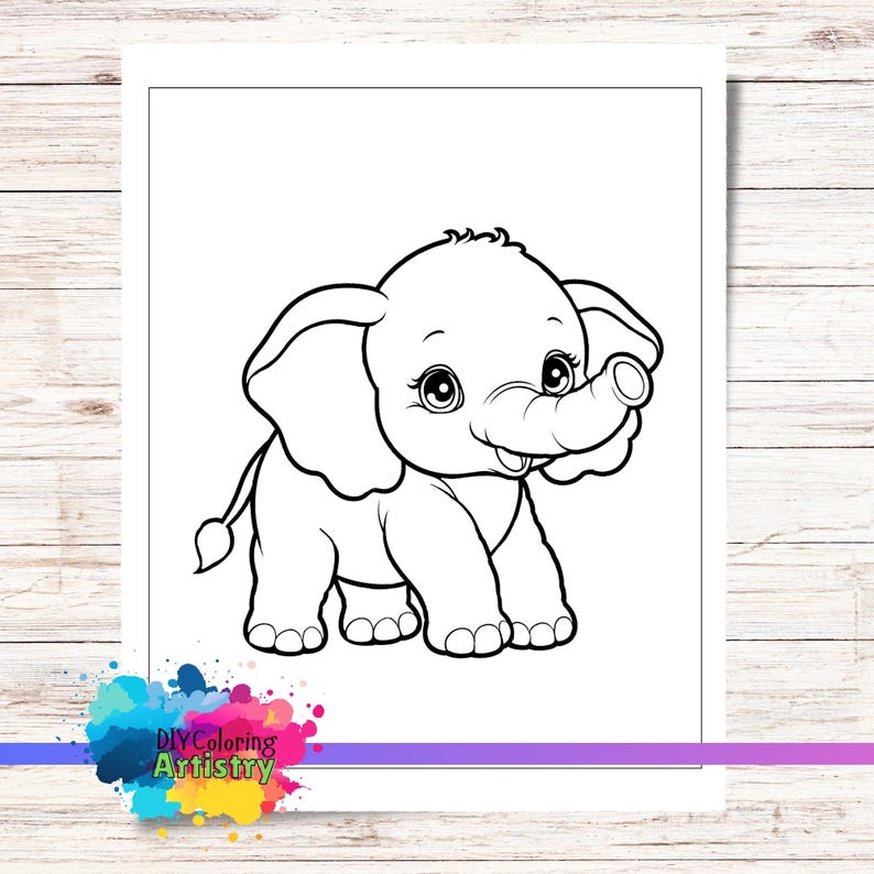 Baby Elephants Coloring Pages Set Cute Printable Coloring Sheets for ...
