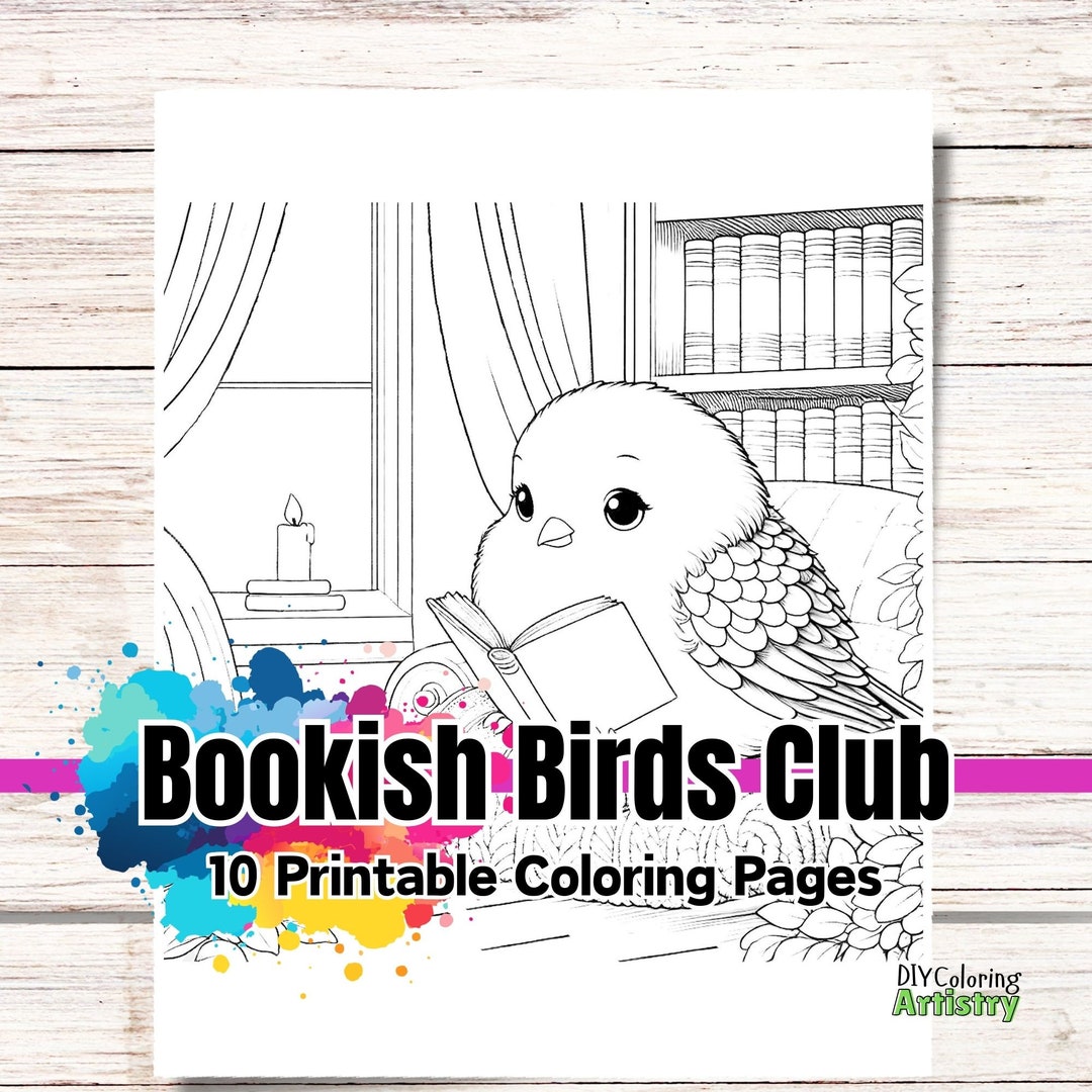 Cute Birds Coloring Page Printable for Adults Relaxing Nature Art ...