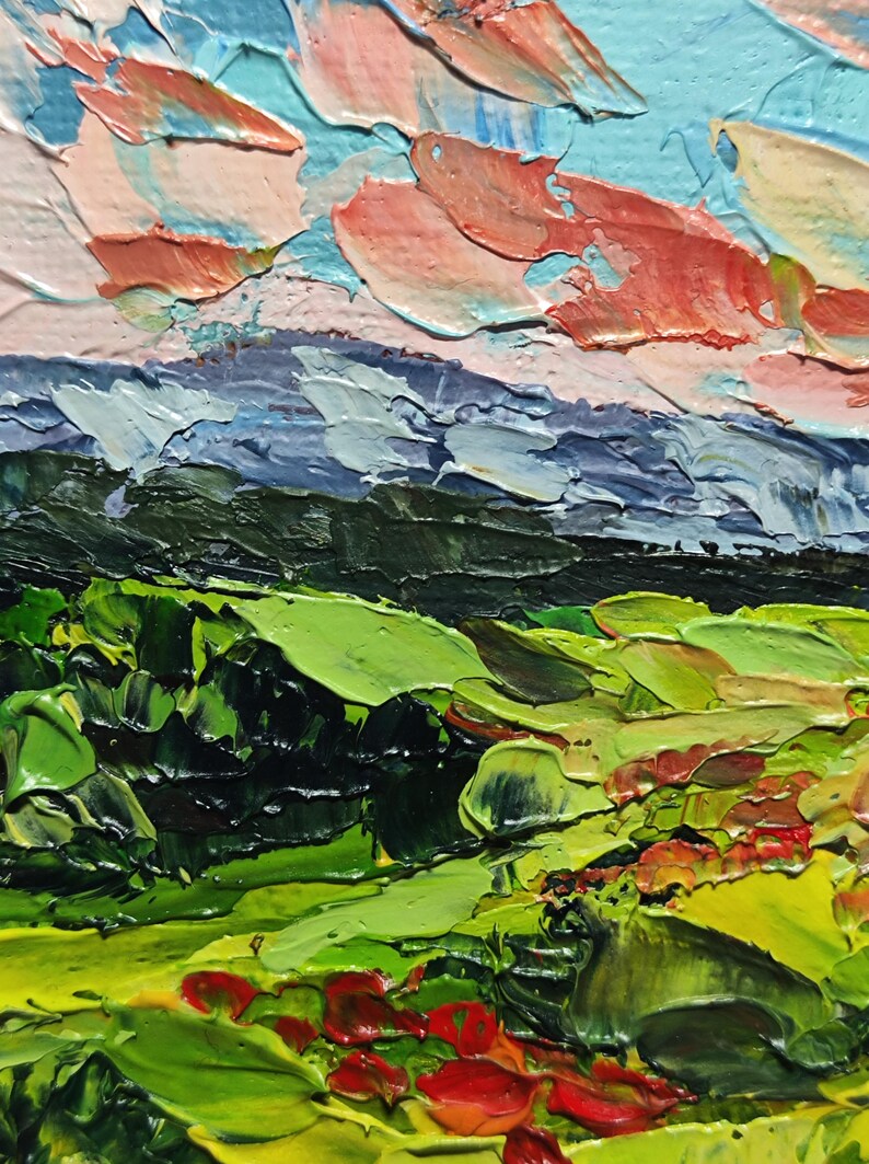 Tuscany Poppy Field Painting: Small Impasto Oil Landscape - Etsy