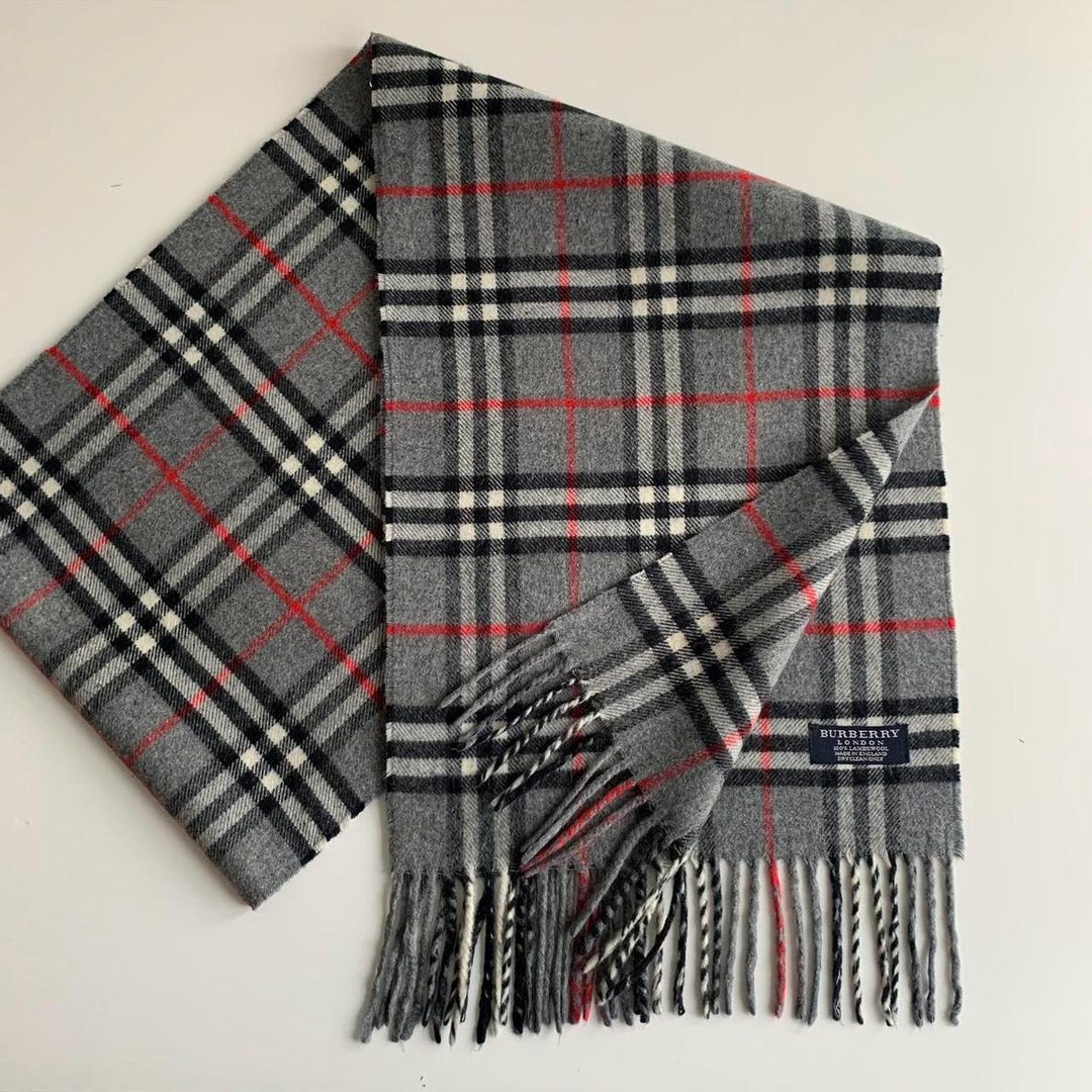 Checked Grey Branded Designer Vintage Classic Branded Winter Scarf ...