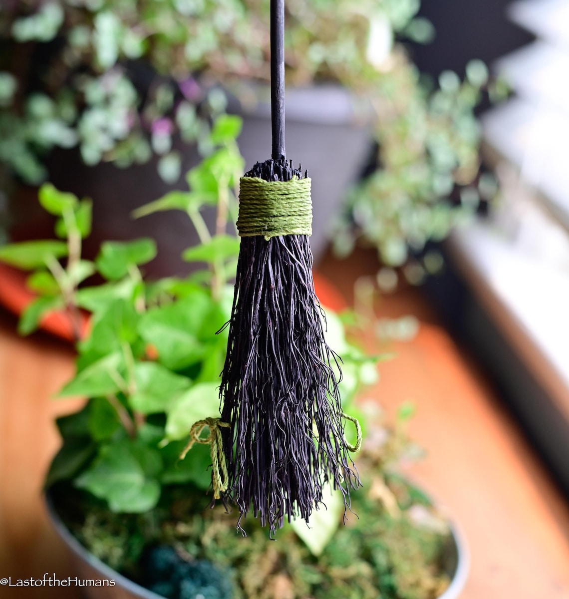 Miniature Broom Black and Green With Goblin, Miniature Witch Broom ...