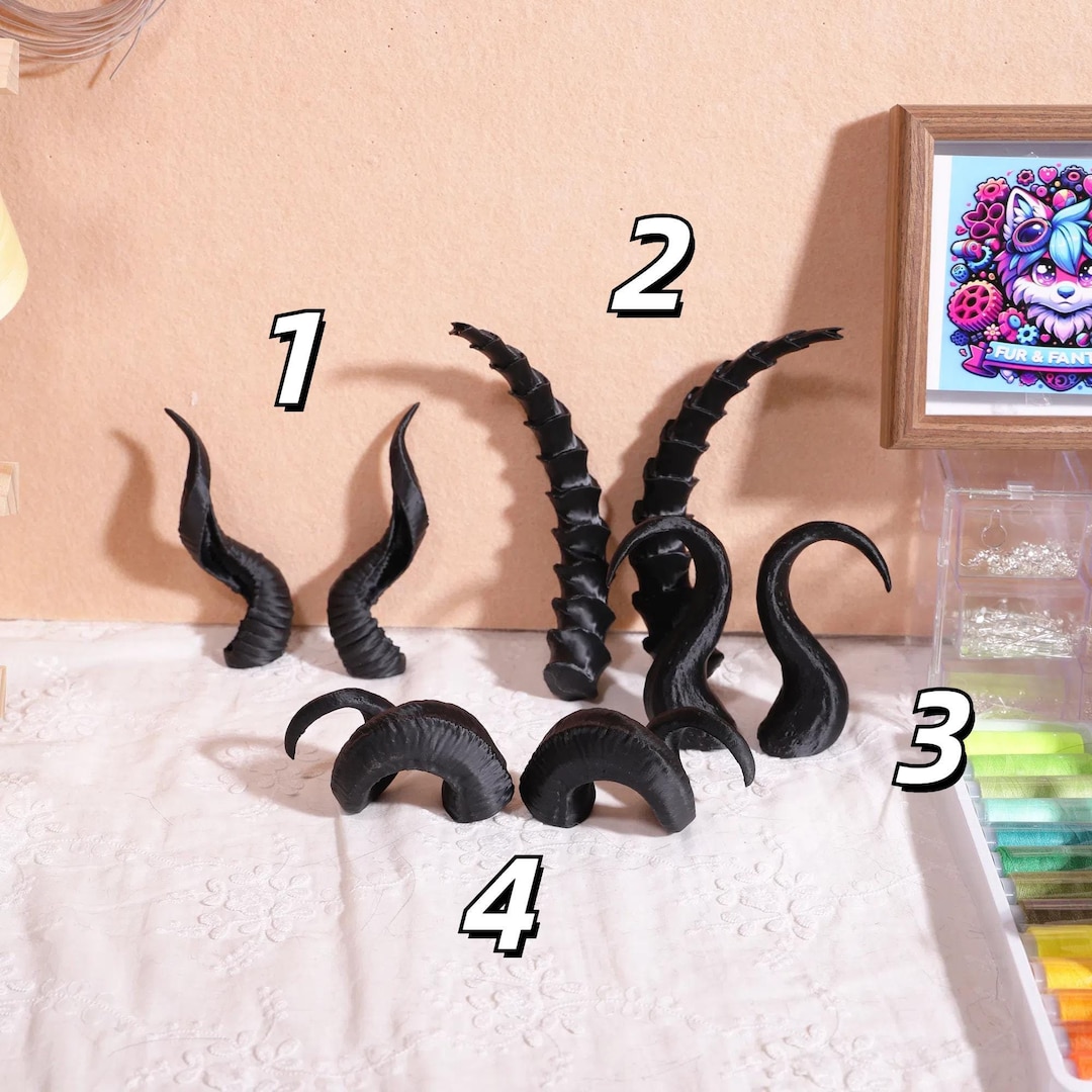 Furry Fursuit Devil Horns Customized for Head Base Black Devil Horns ...