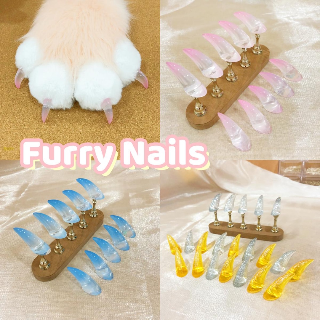 Furry Costume Claws Set of 10 – Resin Glitter Paws Claws Nails Fursuit ...