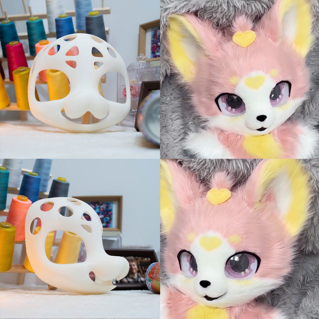 Feline Canine Head Base Smiling Face Short Snout Furry Fursuit 3D Print ...