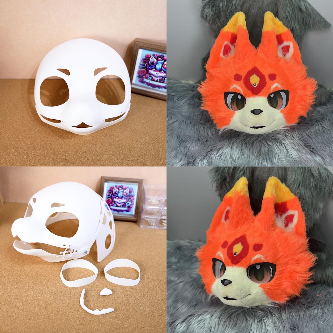 Movable Jaw Fursuit Skull Head Base Eyeblanks Canine & Feline Heads ...
