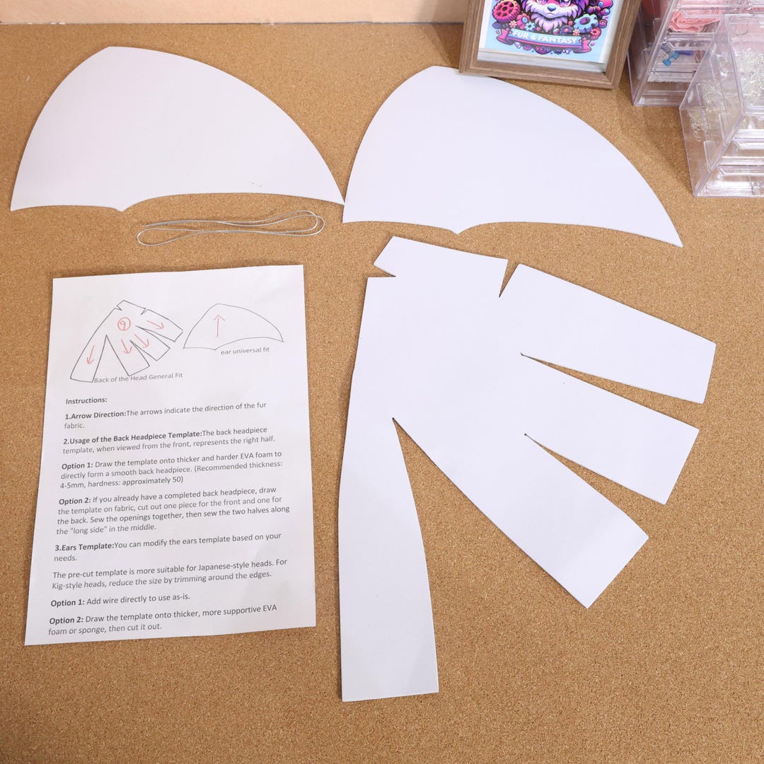 Japanese-style Beast Ears and Back Head Fursuit Template Set Universal ...