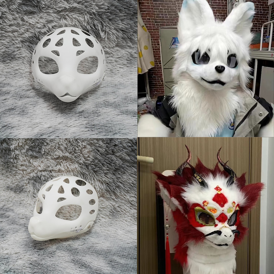Furry Fursuit Moving Jaw Pointed Eye Head Base kemono Series 3D PLA ...
