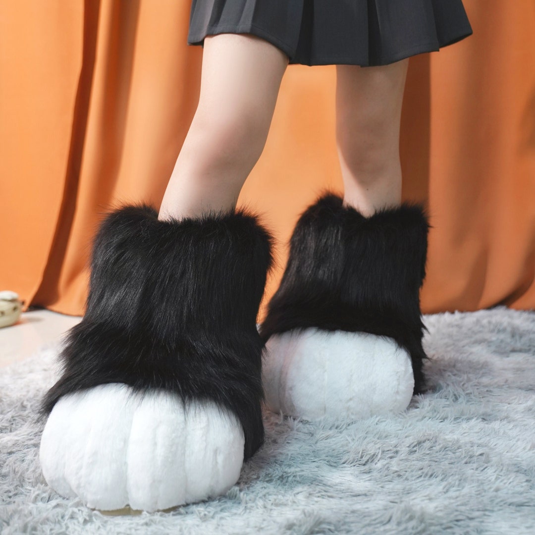 Fursuit Feet Furry Shoes Paw Rainbow Cosplay Slipper Straight Boots ...