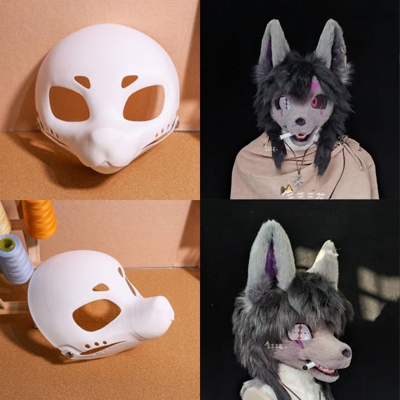 Therian Gear Mask 3D Printed Base Mask - Full Face Furry Cosplay ...