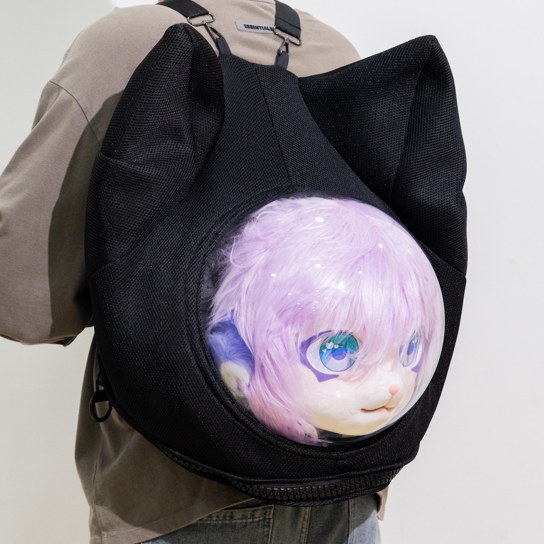 Furry Fursuit Head Display Backpack Acrylic Dome Window Cosplay Travel ...