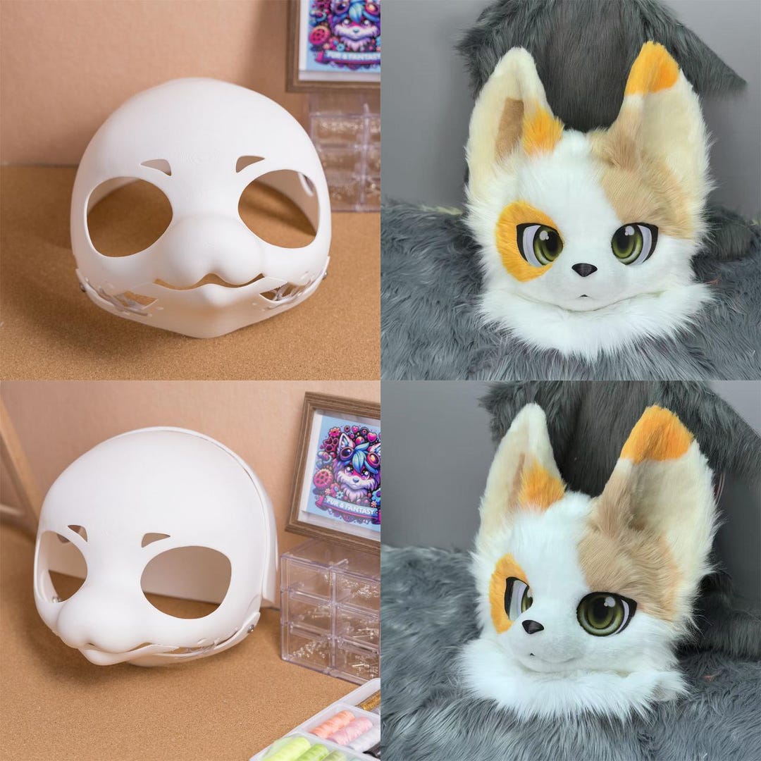 Moving Jaw Fursuit Head Base Canine Mask 3D Printed B5 PLA Dog Wolf ...