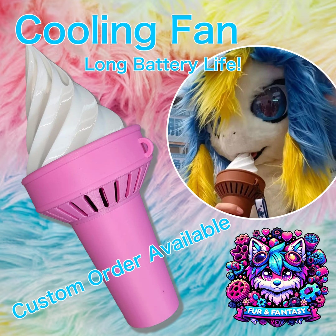 Fursuit Ice Cream Fan Furry Accessories, Long Battery Life, 3D Pre Made ...