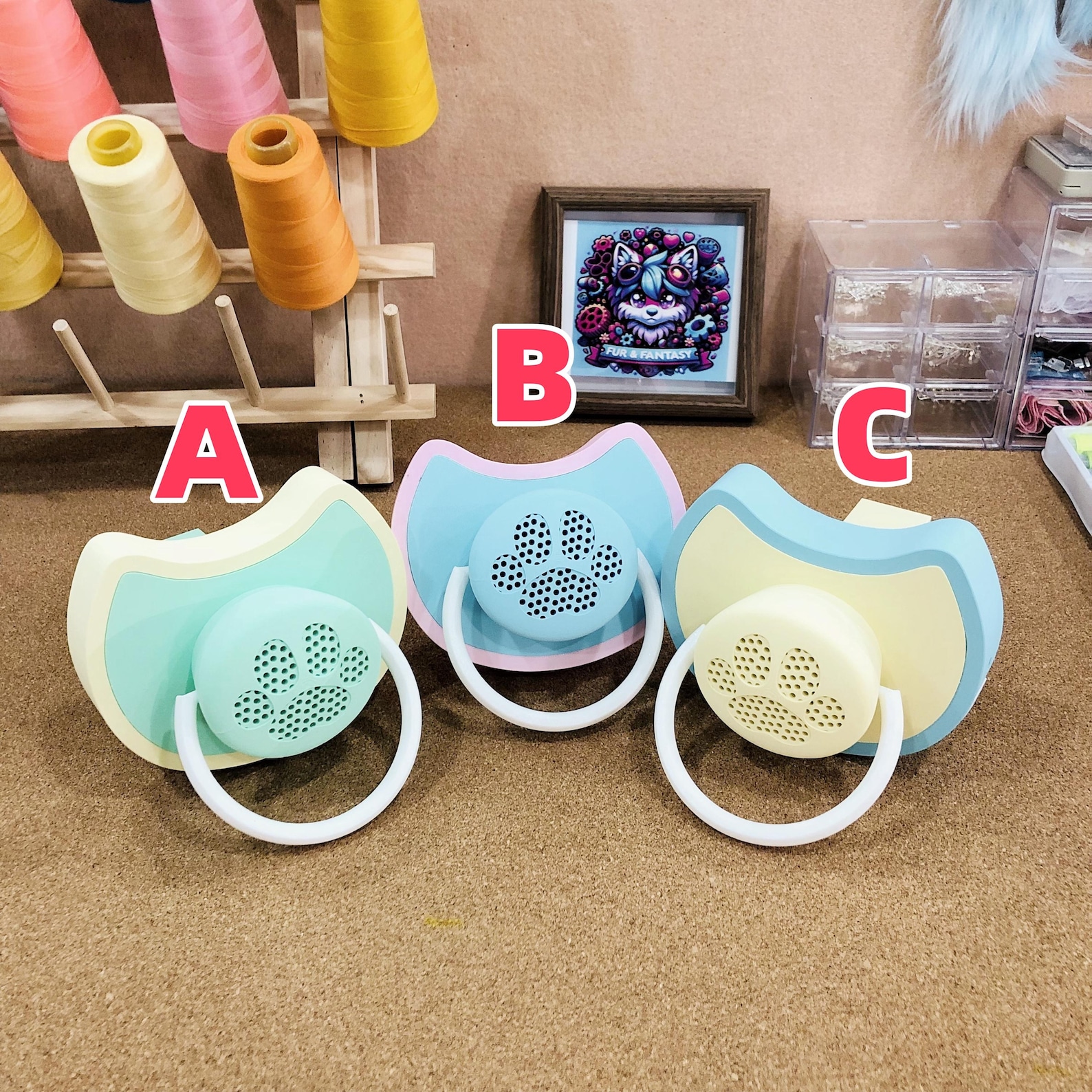 Pastel Pacifier Fan for Furry Fursuits – 3D Printed Hand Fan Wearable ...