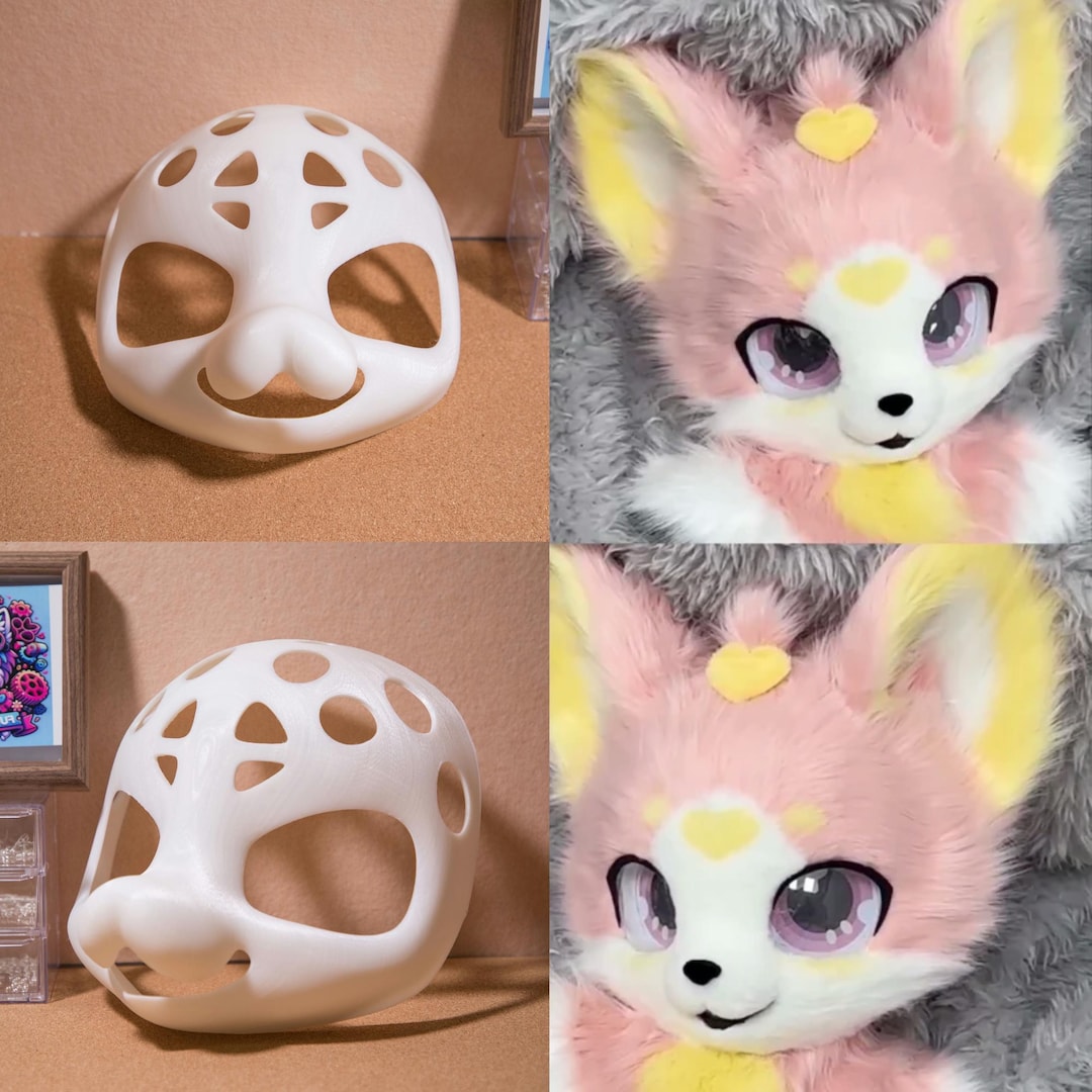 Feline Canine Head Base Smiling Face Short Snout Furry Fursuit 3D Print ...