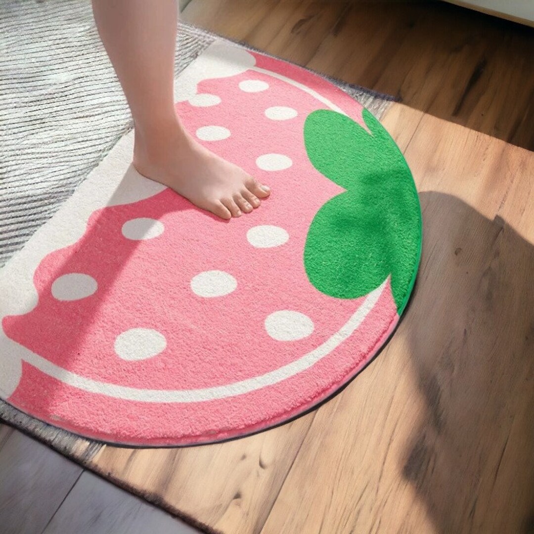 Strawberry Bath Mat Rug Cute Bath Mat Sweet Bathroom Rug Housewarming ...