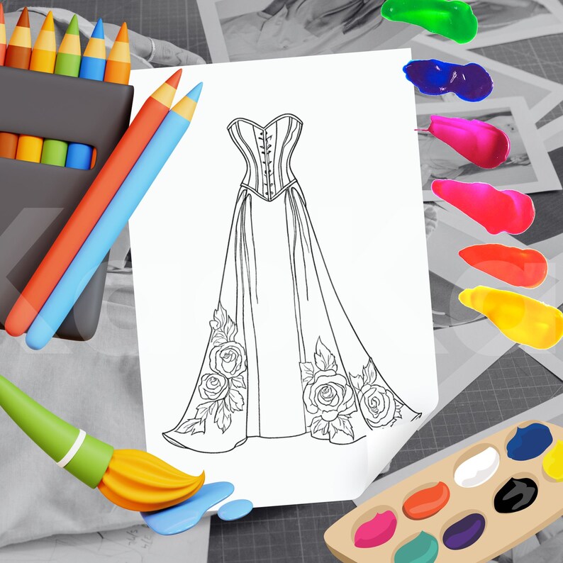 Victorian Corset Coloring Pages Set of 45 / Inspiration for Fashion ...